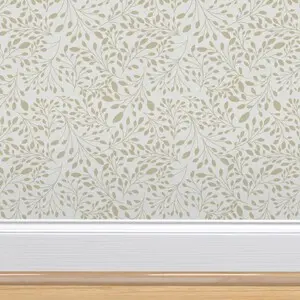 Spoonflower Winding Leaves Beige Small 100% Natural Sisal Grasscloth Wallcovering