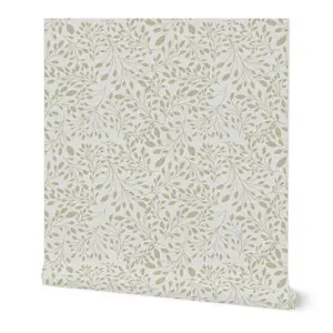 Spoonflower Winding Leaves Beige Small 100% Natural Sisal Grasscloth Wallcovering