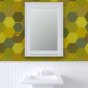 Spoonflower Green Chartreuse Olive Hexagons Custom Removable Wallpaper