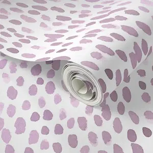 Spoonflower Purple Modern Dots Nursery Custom Pre-pasted Wallpaper - Pink,purple,gray