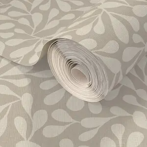 Spoonflower Bubble Leaves Taupe Neutral 100% Natural Sisal Grasscloth Wallcovering - Beige