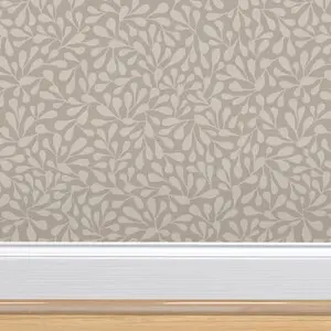 Spoonflower Bubble Leaves Taupe Neutral 100% Natural Sisal Grasscloth Wallcovering