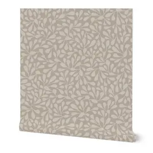 Spoonflower Bubble Leaves Taupe Neutral 100% Natural Sisal Grasscloth Wallcovering