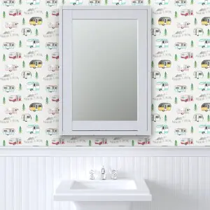 Spoonflower Retro Camping Camper Adventure Traditional Wallpaper