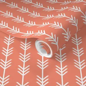 Spoonflower Coral Arrow Stripes Arrows Traditional Wallpaper - Orange,beige,brown