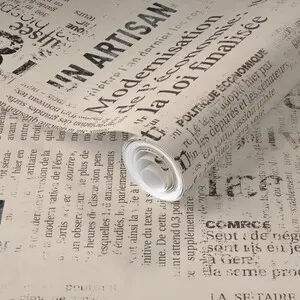 Spoonflower Vintage Grunge Newspaper Custom Removable Wallpaper - Gray,brown