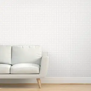 Spoonflower White Grey Geometric Diamond Light Grid Traditional Wallpaper