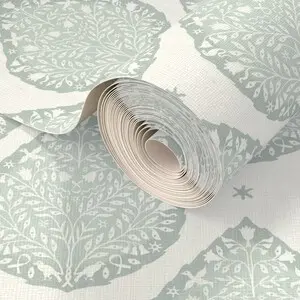 Spoonflower C0cdc8 Egyptian Paisley 100% Natural Sisal Grasscloth Wallcovering