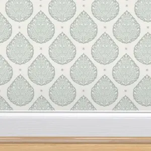 Spoonflower C0cdc8 Egyptian Paisley 100% Natural Sisal Grasscloth Wallcovering