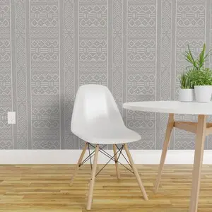 Spoonflower Mudcloth Bone Africa Inspired Boho Home Traditional Wallpaper - Gray