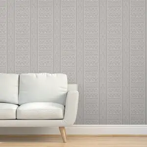 Spoonflower Mudcloth Bone Africa Inspired Boho Home Traditional Wallpaper - Gray