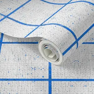 Spoonflower French Grid Blue Custom Removable Wallpaper - White,blue,gray