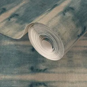 Spoonflower Muted Shibori 100% Natural Sisal Grasscloth Wallcovering - Blue
