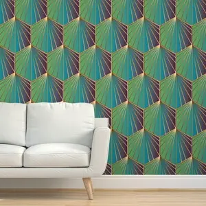 Spoonflower Vintage Geometric Abstract Jewel Geometry Pattern Custom Pre-pasted Wallpaper