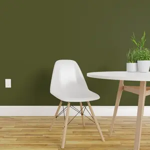 Spoonflower Olive Solid Army Aspen Military Custom Removable Wallpaper - Green
