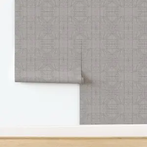 Spoonflower French Line Traditional Wallpaper - Gray