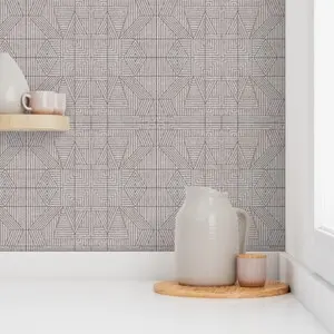 Spoonflower French Line Traditional Wallpaper - Gray