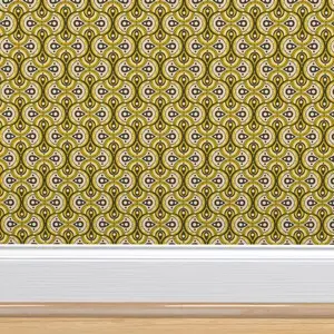 Spoonflower Geometric Seashell Medium Scale 100% Natural Sisal Grasscloth Wallcovering
