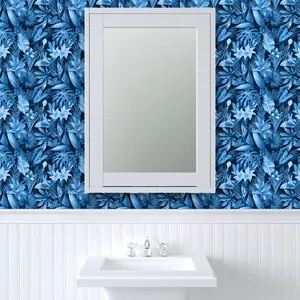 Spoonflower Bright Flowers Forest Fantasy Tropical Custom Pre-pasted Wallpaper