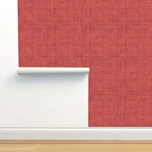 Spoonflower Normal Scale Coral Texture Big Tiger Cats 100% Natural Sisal Grasscloth Wallcovering - Orange,coral