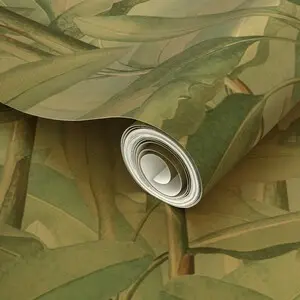 Spoonflower Leaf Palm Tropical Leaves Custom Removable Wallpaper - Green