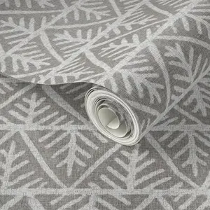 Spoonflower Mudcloth Boho Geometric Africa Inspired Custom Pre-pasted Wallpaper - Gray