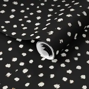 Spoonflower Black White Deer Modern Polka Dot Traditional Wallpaper - Black,white,gray