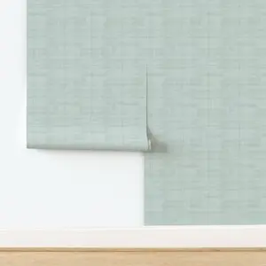 Spoonflower Sage Coordinate Solid Texture Seafoam Blue Custom Pre-pasted Wallpaper