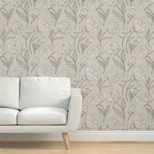 Spoonflower Neutral Botanical Jumbo 100% Natural Sisal Grasscloth Wallcovering