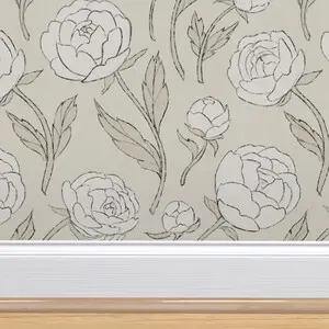 Spoonflower Neutral Botanical Jumbo 100% Natural Sisal Grasscloth Wallcovering