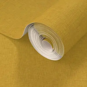 Spoonflower Mustard Linen Texture 100% Natural Sisal Grasscloth Wallcovering - Yellow