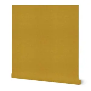 Spoonflower Mustard Linen Texture 100% Natural Sisal Grasscloth Wallcovering