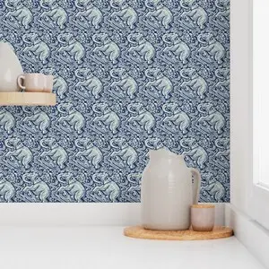 Spoonflower Dancing Batik Tiny Elephant And White Custom Removable Wallpaper