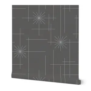 Spoonflower Orbs Starburst Dark Light Grays 100% Natural Sisal Grasscloth Wallcovering