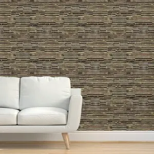 Spoonflower Zebra Tribal Stripe Stagger Bw 100% Natural Sisal Grasscloth Wallcovering
