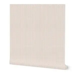 Spoonflower Candy Stripes Pale On White 100% Natural Sisal Grasscloth Wallcovering - Pink