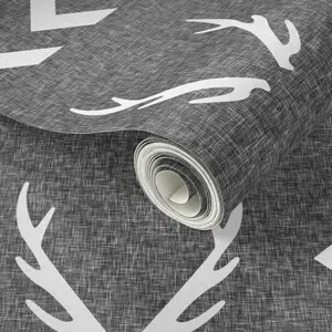 Spoonflower Arrow Chevron Antler Charcoal Nursery Traditional Wallpaper - Gray,white