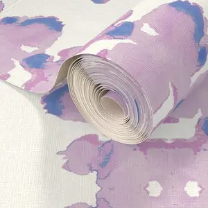 Spoonflower Olivia Lavender Double Inkblot 100% Natural Sisal Grasscloth Wallcovering - Blue