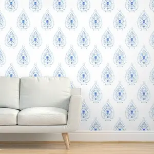 Spoonflower Paisley Skull Arrows Pirate Crossbones Boho Block Custom Removable Wallpaper