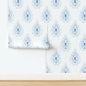 Spoonflower Paisley Skull Arrows Pirate Crossbones Boho Block Custom Removable Wallpaper