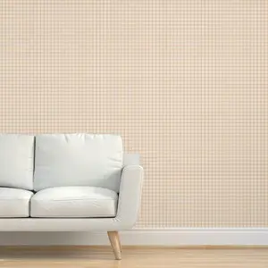 Spoonflower Off White Brite 1 Inch Grid 100% Natural Sisal Grasscloth Wallcovering