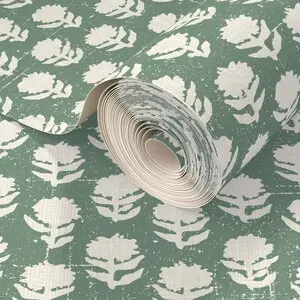 Spoonflower Ombri Sage 100% Natural Sisal Grasscloth Wallcovering - Sage,green