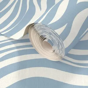 Spoonflower Calm Waters 100% Natural Sisal Grasscloth Wallcovering - Blue
