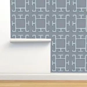 Spoonflower Carroll Blue 100% Natural Sisal Grasscloth Wallcovering - Gray,blue,grey