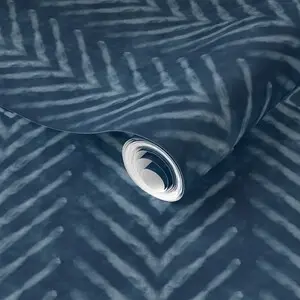 Spoonflower Batik Shibori Herringbone Tie Dye Traditional Wallpaper - Blue