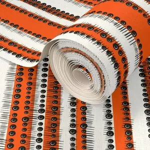 Spoonflower Stripe 100% Natural Sisal Grasscloth Wallcovering - Orange