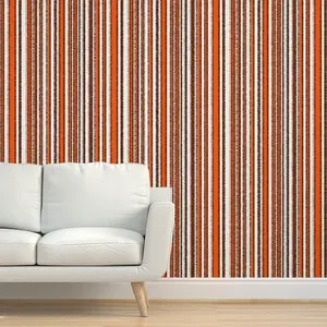 Spoonflower Stripe 100% Natural Sisal Grasscloth Wallcovering - Orange