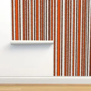 Spoonflower Stripe 100% Natural Sisal Grasscloth Wallcovering - Orange