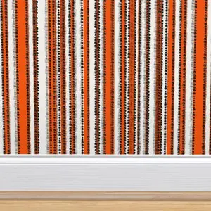 Spoonflower Stripe 100% Natural Sisal Grasscloth Wallcovering - Orange
