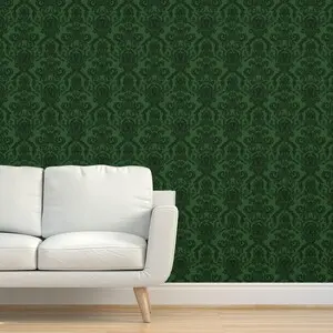 Spoonflower Cephalopod Damask Sea 100% Natural Sisal Grasscloth Wallcovering